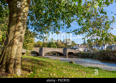 Stone archedbridge at Llanfair Talhaiarn. North Wales. Auntimn colours ...
