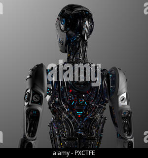 Futuristic Robot Man. back view. Isolated. 3D Render Stock Photo - Alamy