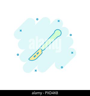 Vector cartoon medical scalpel icon in comic style. Hospital surgery ...