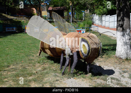 Gorny, Russia - August 22, 2018: A statue of a bee made of soft ...