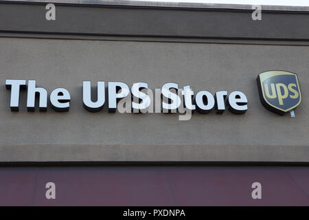UPS store sign in Orange County, California, USA. The world's largest ...