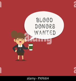 Word writing text Blood Donors Wanted. Business concept for Looking for ...