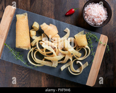 Salted pork rind (Romanian: Sorici) is a traditional romanian cuisine ...