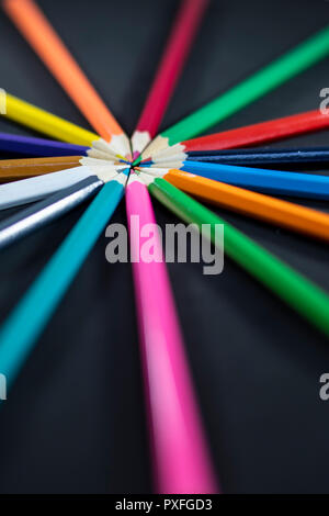 Different shapes with colored pencils Stock Photo - Alamy
