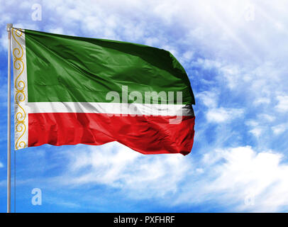 Flag of Chechen Republic on a flagpole Stock Photo - Alamy