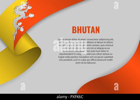 Frame and border of ribbon with Bhutan flag, template elements for your ...