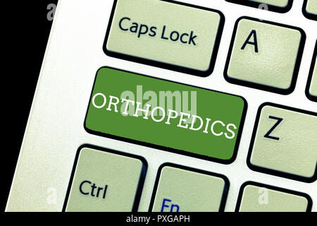 Handwriting text writing Orthopedics. Concept meaning Medical specialty ...