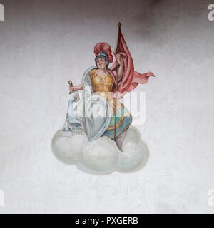 Fresco with Athena painting Stock Photo - Alamy