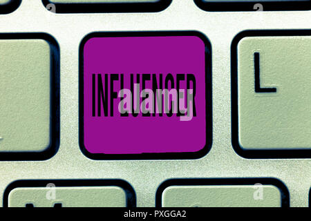 Writing note showing Influencer. Business photo showcasing Person who ...