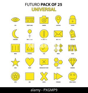 Universal Icon Set. Yellow Futuro Latest Design icon Pack Stock Vector ...