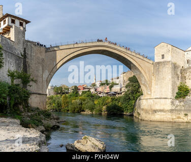 Mostar, Bosnia and Herzegovina, Traditional jump from Old Mostar Bridge ...