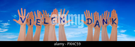 Many Hands Building Vielen Dank Means Thank You, Isolated Stock Photo ...