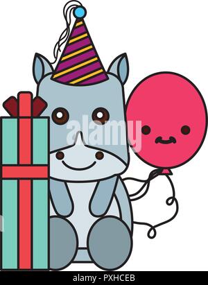 Birthday Card with Cute Animals celebrating Holiday Stock Vector Image ...