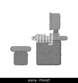 Stone computer. Prehistoric pc. Old laptop. Stone Age Technology Stock ...