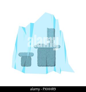 Caveman frozen in ice. Prehistoric man and club. ancient ice Age weapon ...