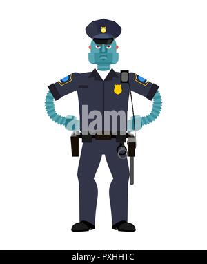 Cute cartoon robot with blue cap. Vector illustration isolated on white ...
