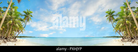 Vacation in Dominican Republic. Mirrored Collage panorama Stock Photo ...