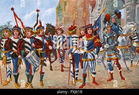 Flags of the Siena contrade (districts), Palio festival background, in ...