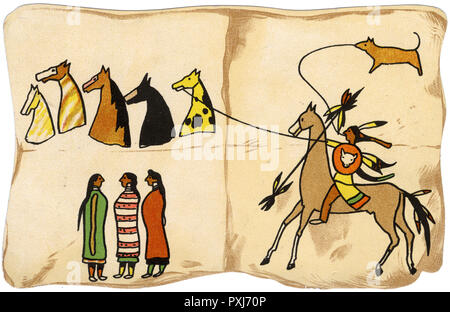 Multi-part story in the Native American Pictograph Tradition Stock ...