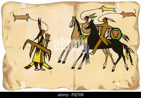 Multi-part story in the Native American Pictograph Tradition Stock ...