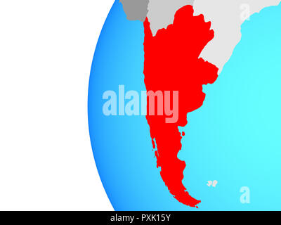 Southern Cone on blue political 3D globe. 3D illustration Stock Photo ...