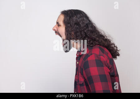 Side profile angry hipster man driver. Negative human emotions face ...