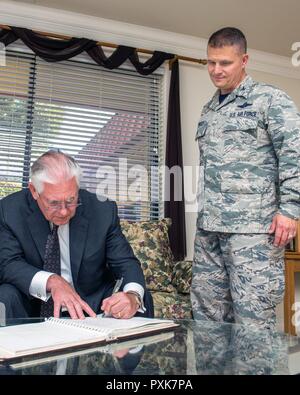 Col Travis D. Rex, U.S. Air Force Exercise Director, speaks at the ...