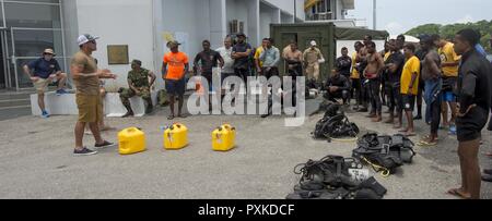 U.S. Army Second Class Divers with the 511th Engineer Dive Detachment ...