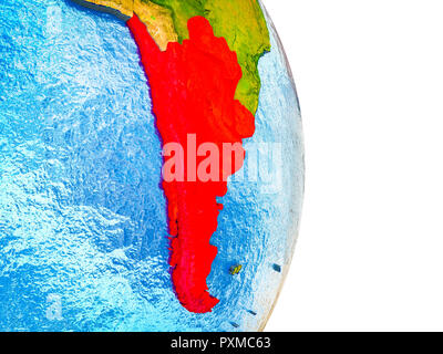 Southern Cone on 3D Earth model with visible country borders. 3D ...