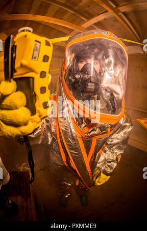 A U.S. Marine with Headquarters Company, Chemical Biological Incident ...