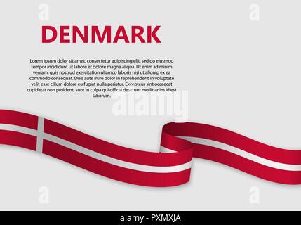 waving flag of Denmark with copyspace. Template for brochure. vector ...