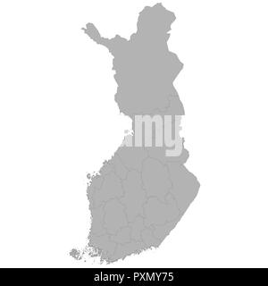 Isolated colored map of Finland with borders of the regions Stock ...