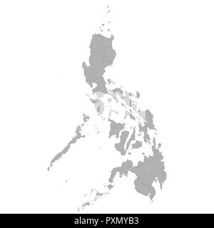 Isolated colored map of Philippines with borders of the regions Stock ...