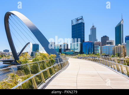 Elizabeth Quay Bridge, suspension bridge, Perth Western Australia Stock ...
