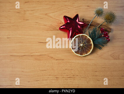 Closeup small christmas tree with dried oranges as decorations for ...
