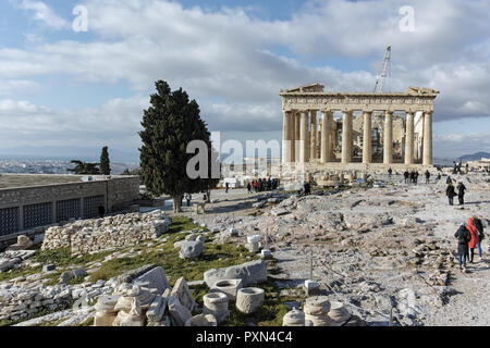 ATHENS, GREECE - JANUARY 20 2017: Sunset view of Roman Agora in Athens ...