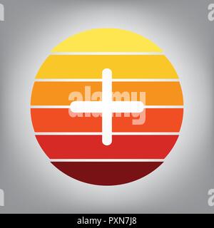 Positive symbol plus sign. Vector. Horizontally sliced icon with colors ...