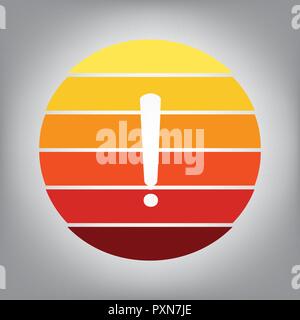 Exclamation mark sign. Vector. Horizontally sliced icon with colors ...