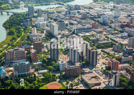 Aerial view of city of Saskatoon and South Saskatchewan River Stock ...