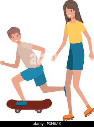 young man practicing skating sport Stock Vector Image & Art - Alamy