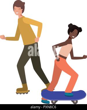 young man practicing skating sport Stock Vector Image & Art - Alamy