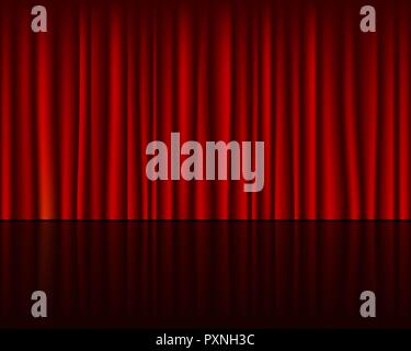 Empty stage with red curtain seamless template. Vector background ...