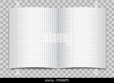 Blank notebook sheet with margins Sheet with blue squares on white ...