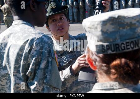 U.S. Soldiers assigned to the 108th Air Defense Artillery Brigade use a ...