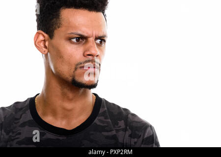 Pensive black African man close-up face thinking about issues Stock ...