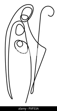 Nativity scene with Holy Family one line drawing Stock Vector Image ...