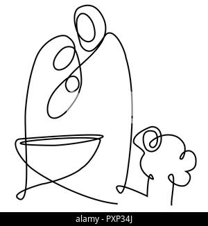 Nativity scene with Holy Family one line drawing Stock Vector Image ...