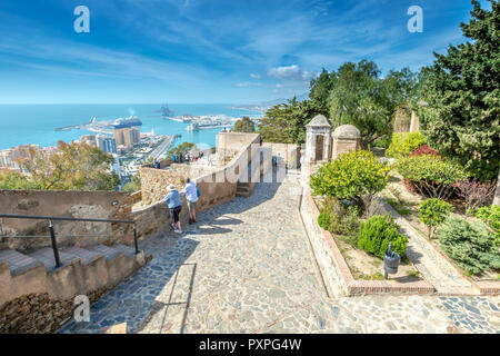 Panoramic view of Málaga from Gibralfaro, Costa del Sol, Andalusia ...