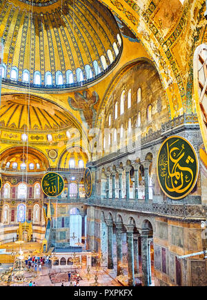 The South Aisle of the Nave of the Hagia Sophia mosque and the Apse ...