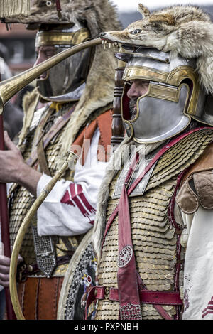Roman legionary, Cornicen (Hornblower) on a Roman festival Stock Photo ...